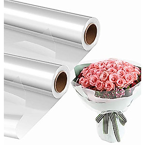 shanqian Clear Cellophane Wrap Roll (31.5 in x 200 ft), Cellophane Roll Clear Wrap Cellophane Bags, Clear Wrapping Paper to Wrap Gift Baskets Cellophane Basket Wrap Gift Wrap