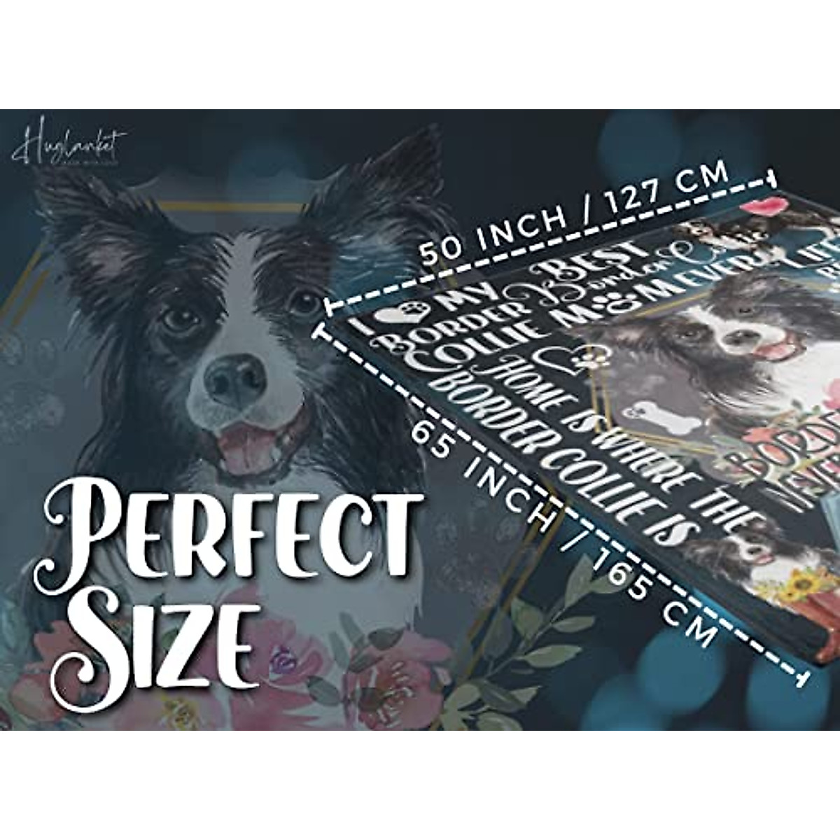 Border Collie Gifts, Border Collie Blanket for Border Collie Mom & Dad, Cute & Unique Border Collie Design, Throw Blanket Gifts for Dog Lovers, Family, Friends, Flannel Plush Blankets - 50"x 65"