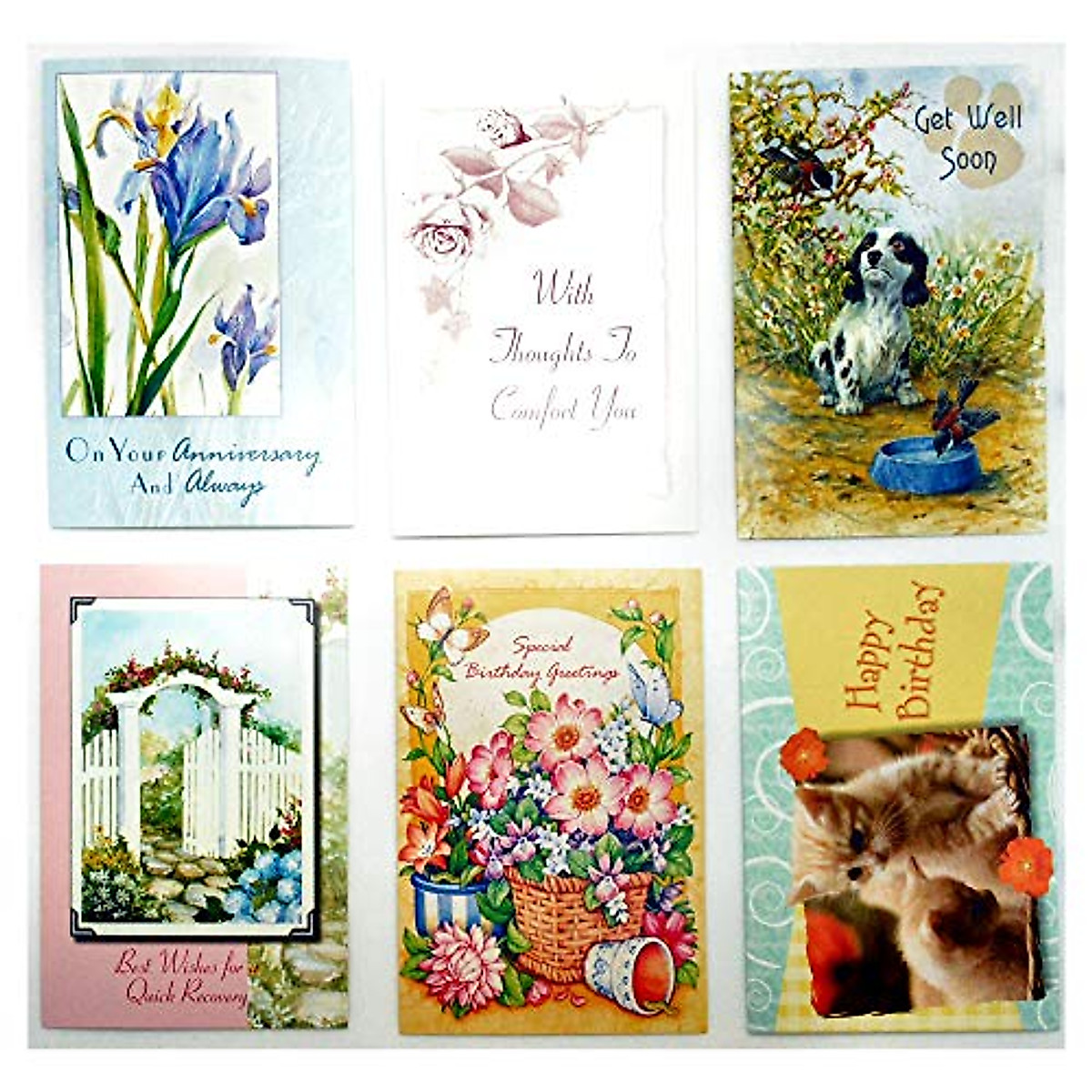 50 Assorted Everyday All Occasion 5 by 7 Greeting Cards with Envelopes, 34 Birthday, 4 Sympathy, 4 Blank, 2 Thank You, 2 Get Well, 2 Thinking of You, and 2 Anniversary Congratulations