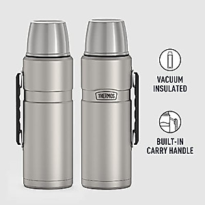 THERMOS Stainless King Vacuum-Insulated Beverage Bottle, 68 Ounce, Matte Steel
