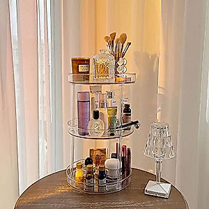 Elebac Lazy Susan Turntable Organizer for Bathroom Countertop, 3 Tier 10.6 Inch Clear Acrylic Jewelry Container Makeup Cosmetic Storage, Spinning Organizer for Spices, Pantry, Fridge, Kitchen