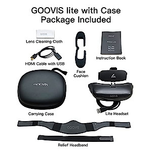 GOOVIS Lite with Case- 3D HD Headsets OLED Display Goggles Glasses, Built-in Adjustment Hyperopia & Myopia Lens Compatible with PC, Smart Phone, Set-top Box, UAV