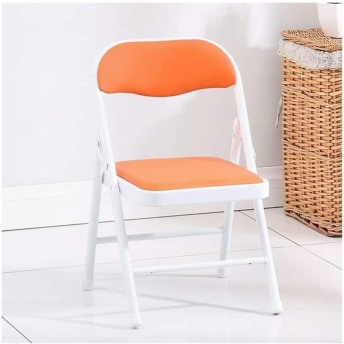 Chairs Chair Sturdy Folding Chair, Camping Chair, Padded Backrest, No Armrests, Household Dining Chairs Sturdy Legs Event Chair (Color : Orange, Size : 20.9in)