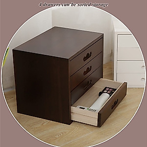 BIZOLE Flat File Cabinet Storage, Desktop Drawer Cabinet - Wooden Desktop Storage Box with Lockable Drawers, Office Supplies A4/Receipt File Organizer, Flat File Cabinet (Size : A)