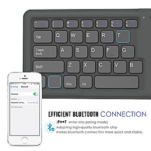 MoKo Foldable Bluetooth Keyboard, Ultra-Slim Portable Wireless Keyboard Rechargable Fit iPad iPhone, Folding Bluetooth Keyboard Compatible with iOS Android Windows Tablet Smartphone Laptop, Gray