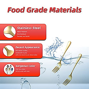 24 Pieces Gold Dinner Forks Set, Kitware Flatware Stainless Steel Utensils, Home & Kitchen Metal Cutlery Set, Heavy Duty Silverware Small Forks 6.8 Inch, Mirror Polished