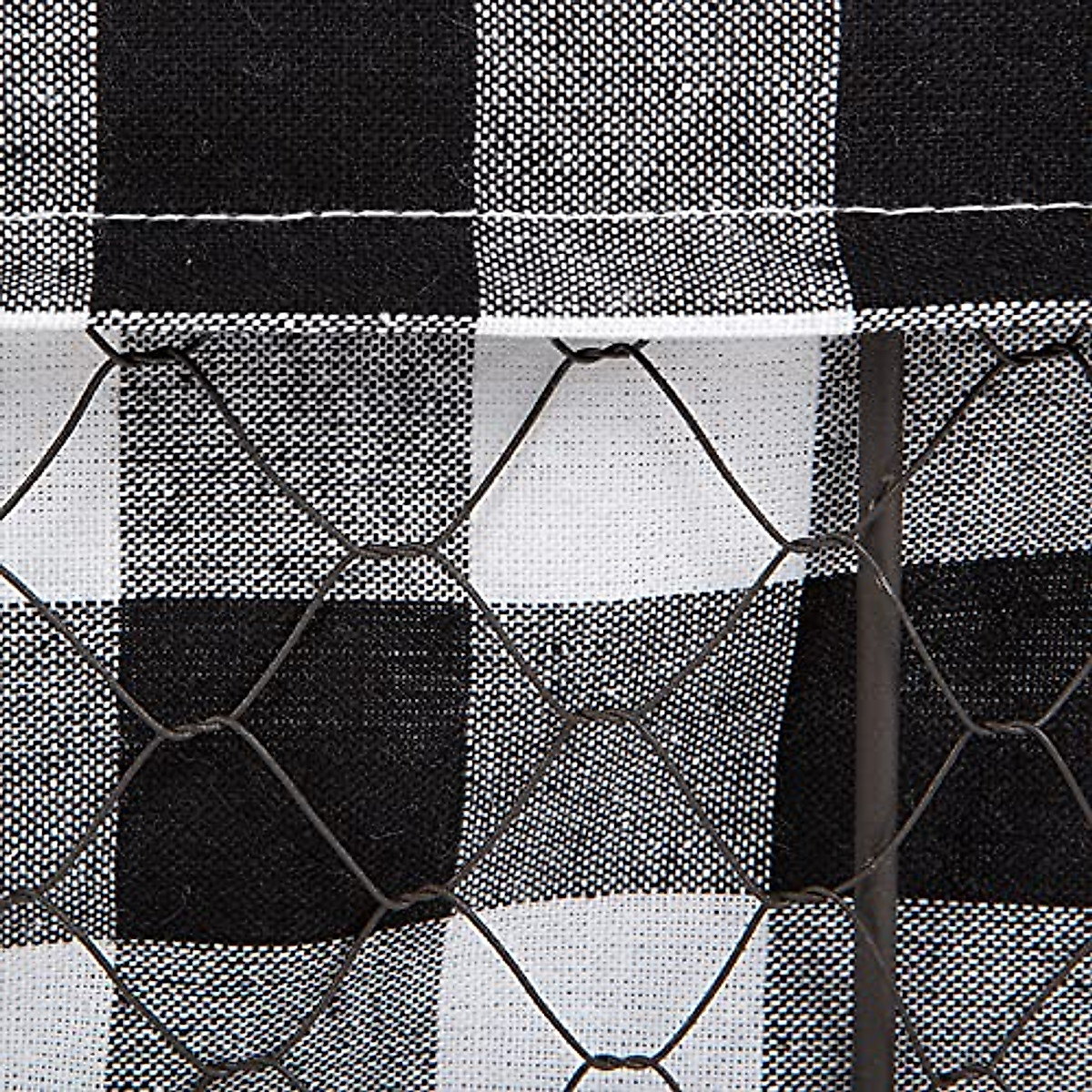 DII Farmhouse Chicken Wire Storage Baskets with Liner, Medium, Vintage Black & White Check, 11x7.88x7", 2 Piece