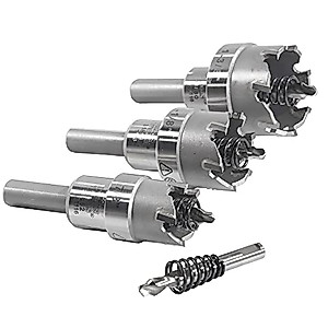 Klein Tools 31872 Heavy Duty Hole Cutter Kit, Includes Carbide Hole Cutters and Pilot Bit in Rust-Proof Molded Plastic Case, 4-Piece