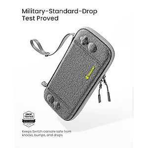 tomtoc Slim Carrying Case for Nintendo Switch / OLED Model, Protective Switch Sleeve with 10 Game Cartridges, Hard Portable Travel Carry Case, with Original Patent and Military Grade Protection, Gray