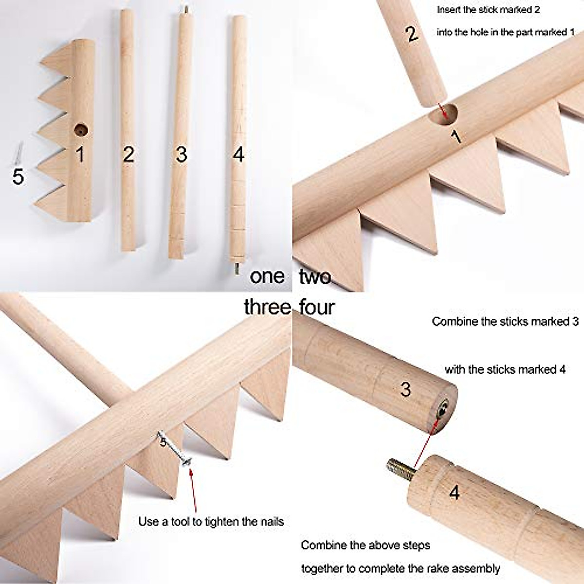 Outdoor Zen Garden rake - Japanese Sand Garden rake Tool- 48" Long 5 Tine Solid Oak Zen rake - Large rake for Rock Sand Garden - DIY Stress Relief Gifts for Adult