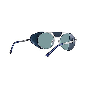 Persol PO2496SZ Round Sunglasses, Silver/Green Polarized, 52 mm