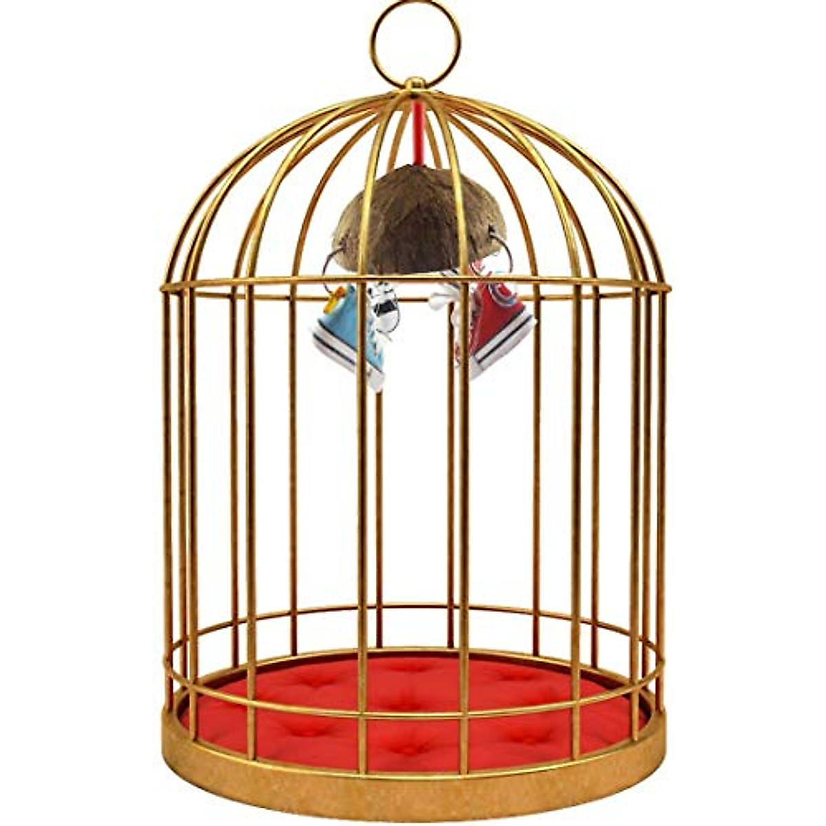 Bird Training Toys Coco Shell with Mini Sneaker Ring Chew Toy, Parrot Cage Hanging Toys for African Grey ,Cockatoo,Macaw