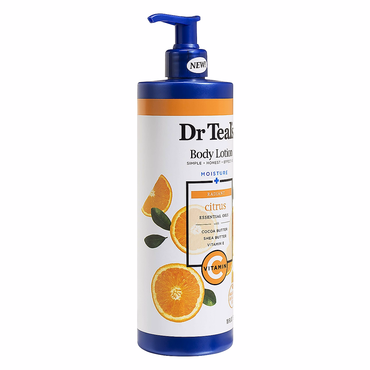 Dr Teal's Body Lotion - Moisture Plus - Radiant Citrus Essential Oils and Vitamin C, 18 Fl Oz 2-Pack (36 Fl Oz)
