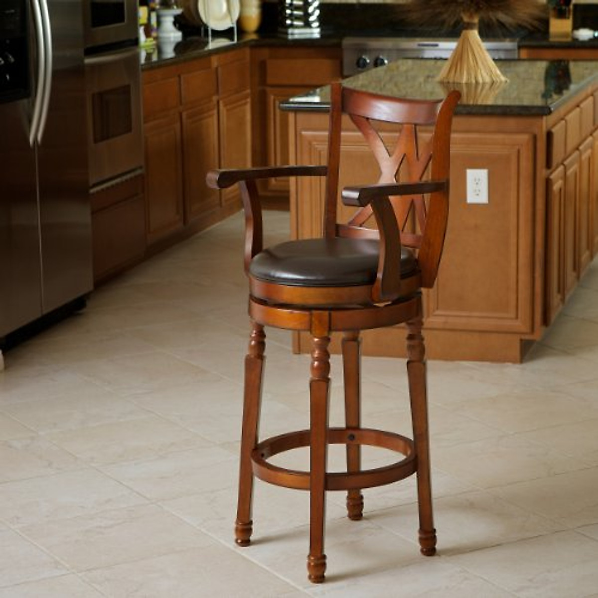 Christopher Knight Home Eclipse Armed Swivel Barstool, Chocolate Brown