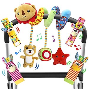 Soft Baby Rattles Toys, Foot Finder Socks Set,Feet Leg Ankle Socks, Arm Hand Bracelet Rattle, Birthday Holiday Birth Present for Newborn Boy Girl