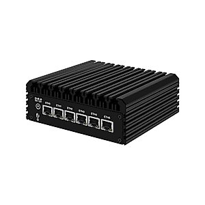 HUNSN Micro Firewall Appliance, Mini PC, VPN, Router PC, Intel J6413, RJ09, AES-NI, 6 x Intel 2.5GbE I226-V LAN, Console, HDMI, DP, SIM Slot, Barebone, NO RAM, NO Storage, NO System