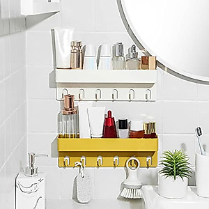 Bddalpke Bathroom Storage Shelf No Punching Towel Brush Wall Mounted Shower Basket Shower Caddy Basket for Bathroom Storage & Organization (White)