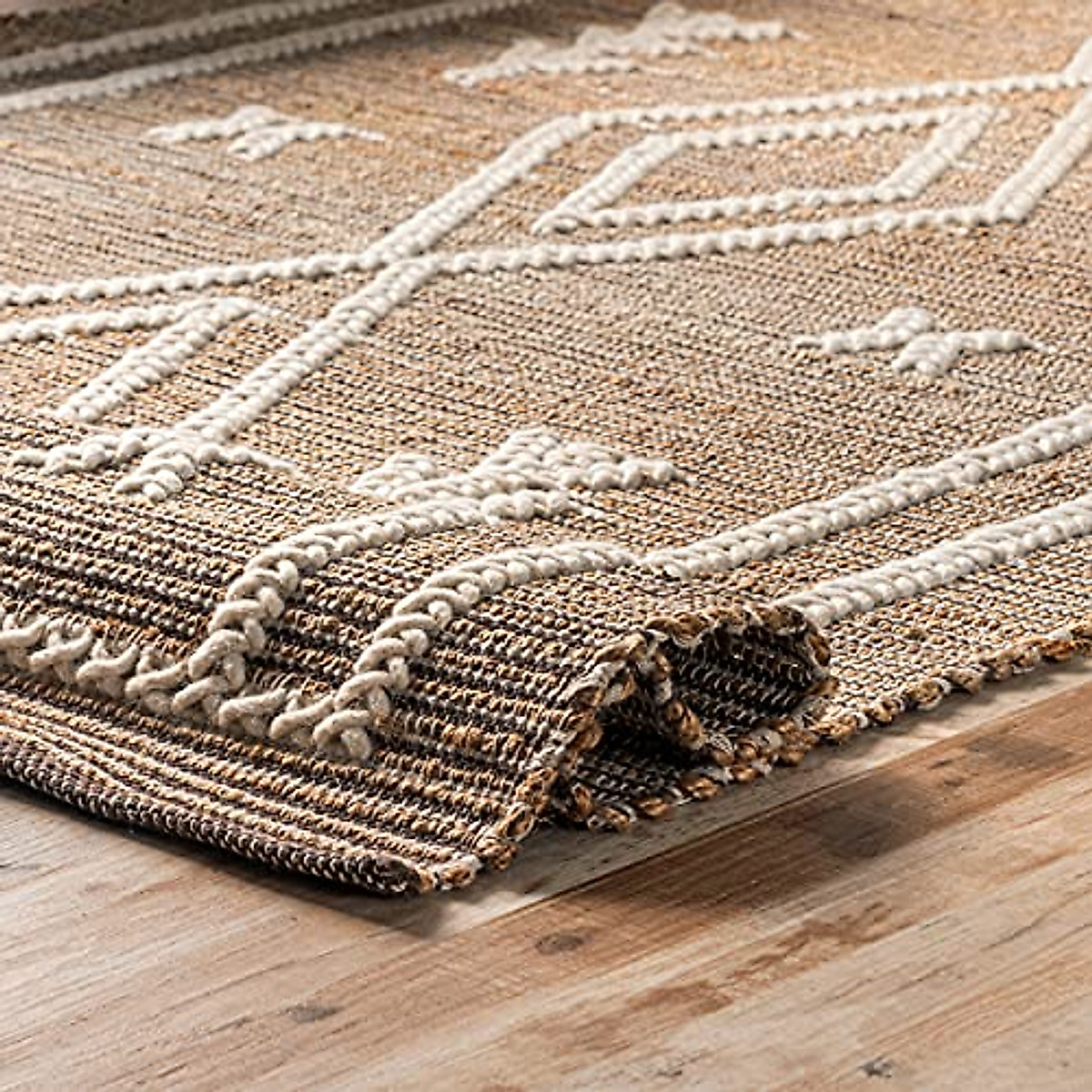 nuLOOM Ricki Hand Woven Tribal Flatweave Area Rug, 8' x 10', Natural