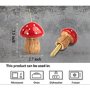 dgudgu 2 Mushroom Toothpick Holder Dispenser With Bamboo Toothpicks Tooth Pick Holders Decorative Ceramic Toothpick Dispenser