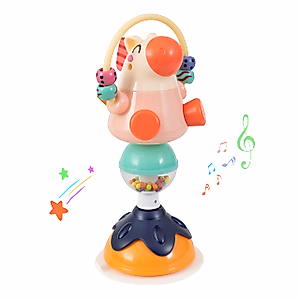 Hrewrva Baby High Chair Toy with Suction Cups,Baby Rattles Toy Set,Interactive Development Tray Toy,Infants Sensory Toy,Newborn Gift for 6, 9, 12, 18, 24 Months, 1 2 Year Olds, Boys Girls Kids
