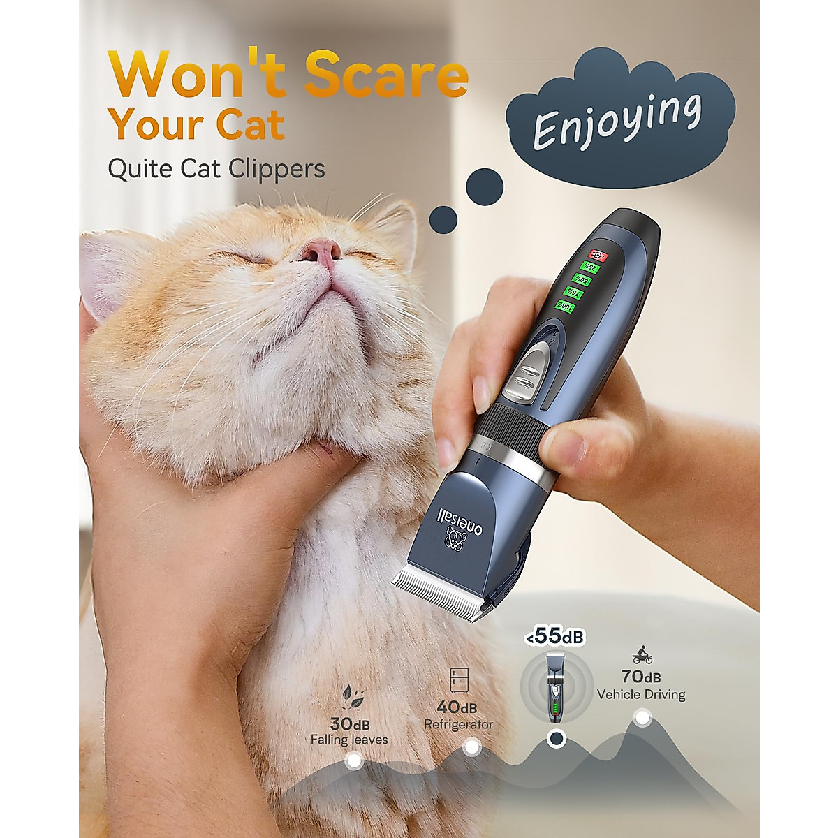 oneisall Cat Clippers and Paw Trimmer 3 in 1,Cat Grooming Kit,Cat Clippers for Matted Hair,Cordless Cat Shaver for Matted Long Hair,2 Speed Cat Hair Trimmer,Pet Clippers for Cats and Small Dogs