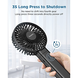EasyAcc Handheld Fan, 2024 Newly Powerful Quiet Portable Fan Small Desk Fan [ 4 Speed/Battery Indicator/Easy Clean] 17H Battery Operated Fan One Touch Power Off Personal Fan for Travel Outdoor