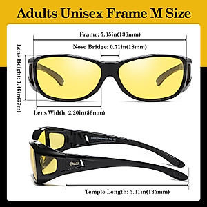 DUCO Night Vision Glasses for Driving at Dusk Rainy Day Anti Glare Fit Over Wrap Around Eyewear Glasses UV400 Polarized 8953Y