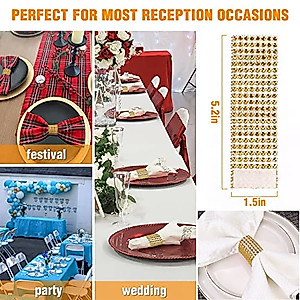 Wotoban Bling Napkin Rings Set of 150, Rhinestone Gold Napkin Rings Diamond Adornment Napkin Holder Bulk for Wedding, Dinner, Party, Table Decorations, Gold