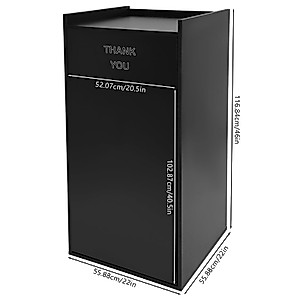 Restaurant Trash Bin Cabinet, 22"x22"x46" Garbage Can Commercial with A Foldable Canvas Trash Bag Inside, Garbage Receptacle Indoor with Tray Holder for Restaurants, Cafeterias (Black)