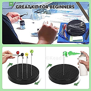 Keadic 26Pcs Gundam Modeler Basic Tools with Rotation Painting Stand Base Holder and Alligator Clip Sticks Gundam Model Paint Kit for Model Car Building Repairing