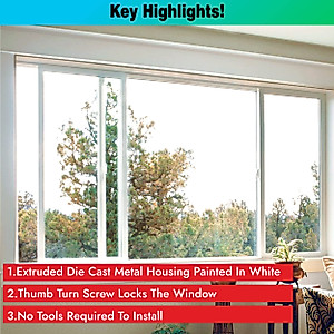 NU-SET 2214-2 Reversible Window Door Bar Lock, White