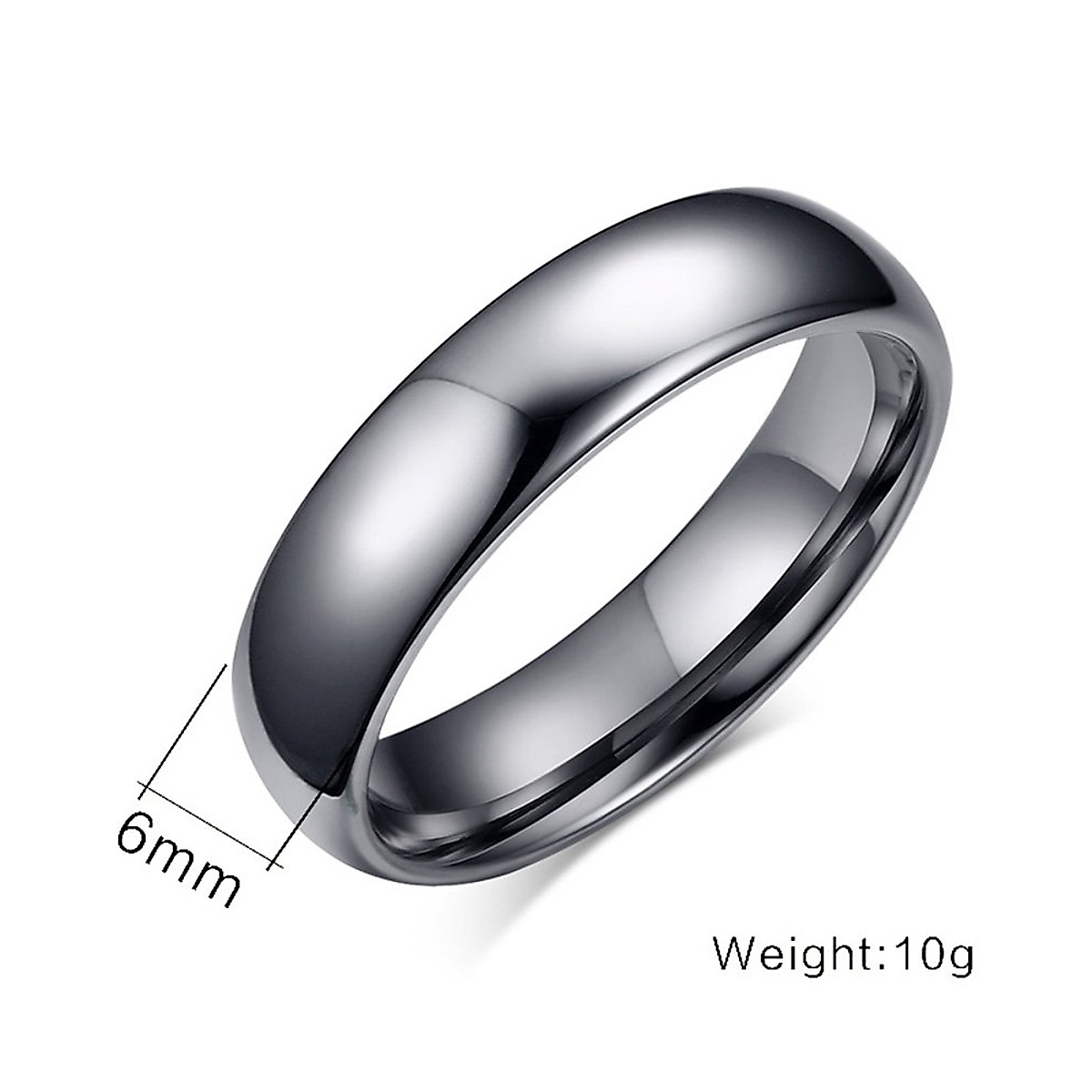 Mealguet Jewelry Free Engraving-Personalized His Hers Domed Plain Simple Tungsten Carbide Wedding Promise Engagement Ring Bands,6mm