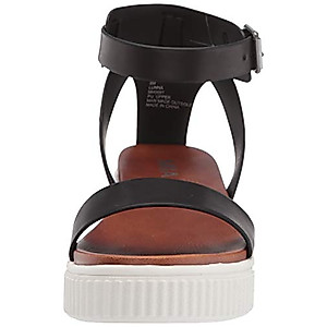 MIA Lunna Womens Open Toe Ankle Strap Flatform Platform Sandals, Comfortable Casual Shoes for Spring and Summer, Black, Size 8.5