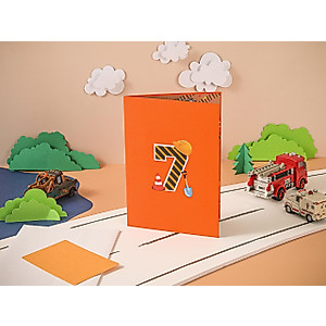 Liif crane 7th pop up card, birthday card for 7 years old