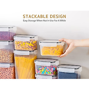 Syntus Cereal Containers Storage Set, 16 Pcs Airtight Pantry Organization and Plastic Kitchen Pasta Food Storage Container with Lids (28L), Labels & Spoon Included