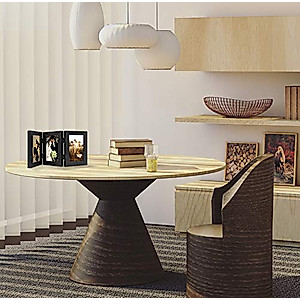 Golden State Art, 4x6 Three Picture Frame Trifold Hinged Photo Frame with 3 Openings, Desk Top Family Picture Collage, with Real Glass (4x6 Triple, Black, 1-Pack)