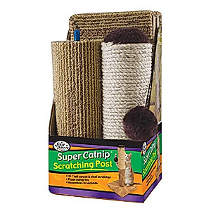 Four Paws Super Catnip Cat Scratching Post, Sisal and Carpet Scratching Post Brown 21 Inches Tall - Brown