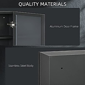 kleankin Wall-Mounted Medicine Cabinet with Mirror, Stainless Steel Bathroom Mirror Cabinet Wall Mounted with Storage Shelves for Living Room and Laundry Room, Black