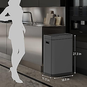 Mbillion Automatic Trash Can Touchless Trash Cans 21 Gallon Motion Sensor Trash Can Stainless Steel Smart Trash Can With Lid Rectangular Touchless Garbage Can for Kitchen Bedroom Home Office Dark Gray