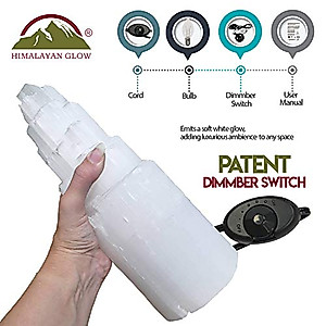 WBM Selenite Crystal Lamp 20cm, Hand Curved Morocco |Skyscraper| Crystals and Healing Stones,(ETL Certified) with Wooden Base & USB Charging Cable For Healing Cleansing & Meditation