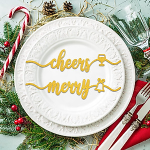 36 Pcs Christmas Place Cards Paper Word Table Decor Table Settings for Christmas Thanksgiving Dining Table Decor Rustic Placecards for Dining Table Cutout Cards Sign for Home(Christmas Style)