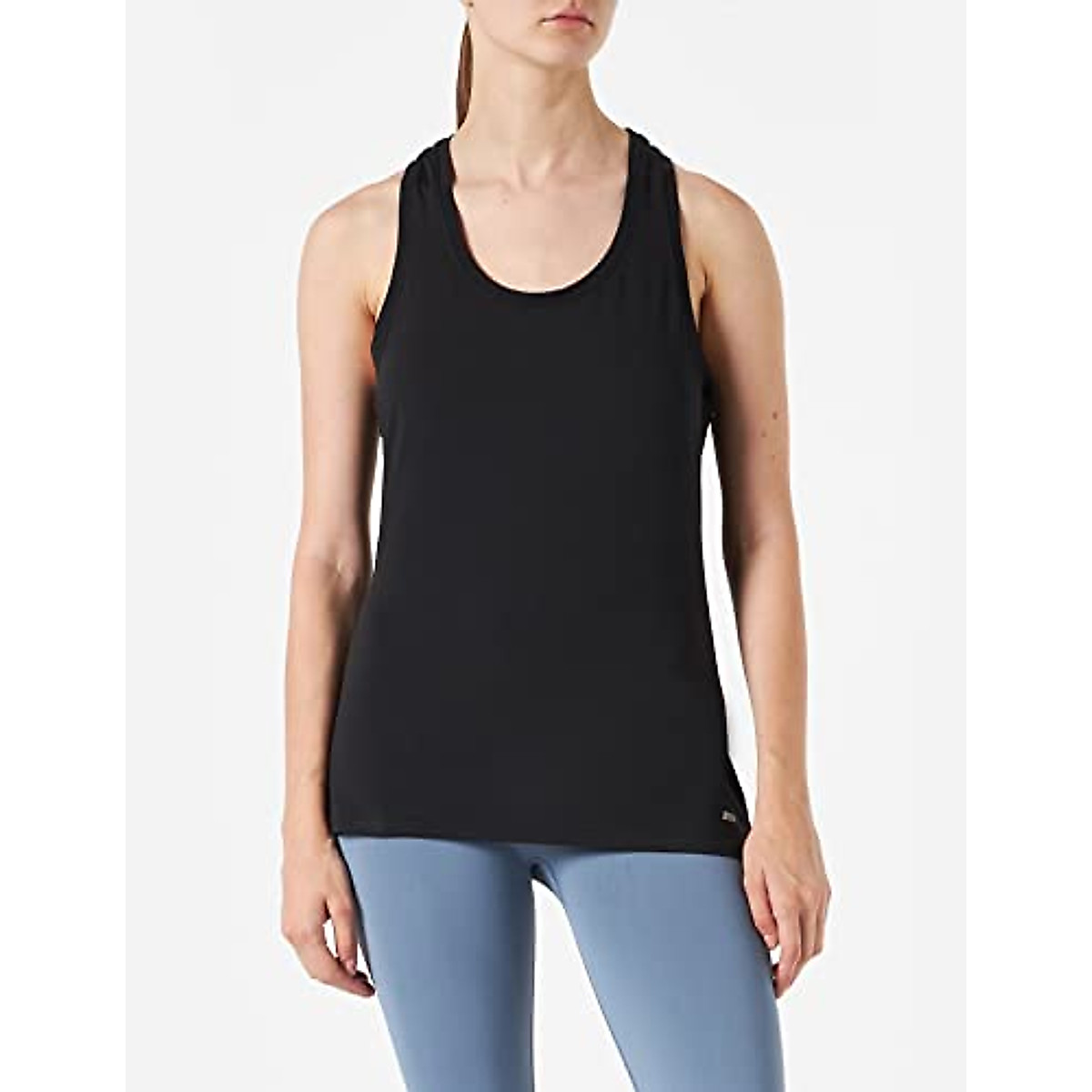 Amazon Essentials Women's Tech Stretch Racerback Tank Top (Available in Plus Size), Pack of 2, Black, Medium