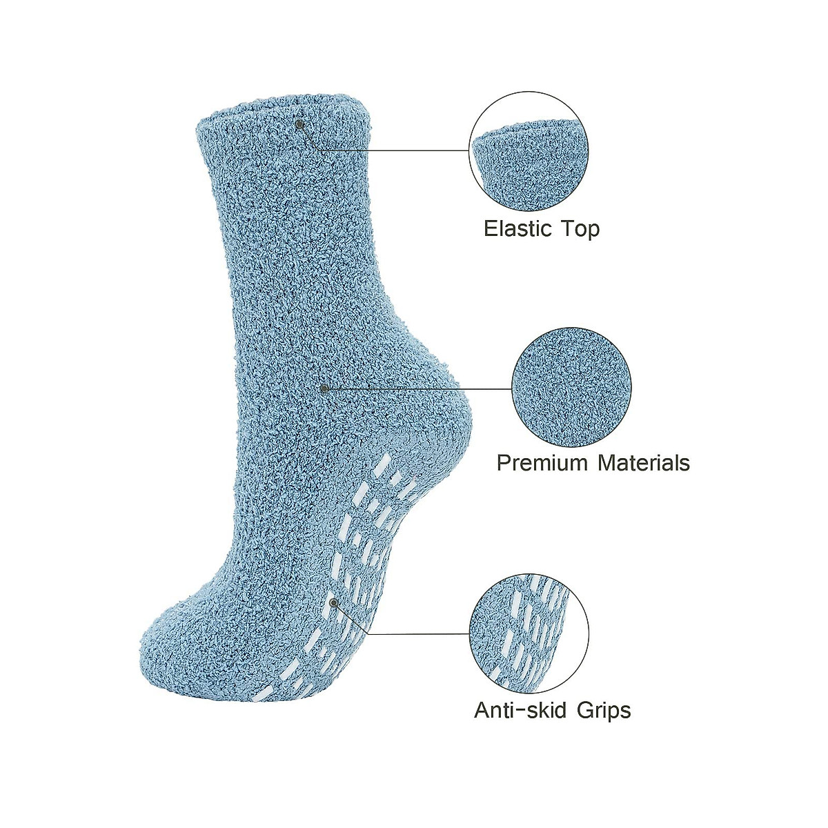Century Star Anti Slip Athletic Plush Slipper Grip Soft Socks Women Yoga Pilates Soft Warm Cozy Socks For Christmas B 3 Pairs Blue/Gray/White One Size