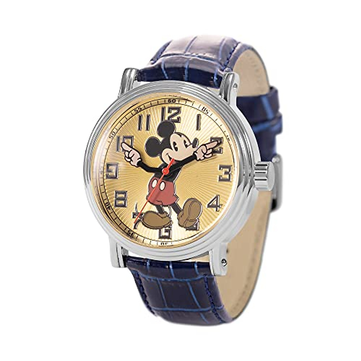 Disney Mickey Mouse Adult Vintage Articulating Hands Analog Quartz Watch, Blue