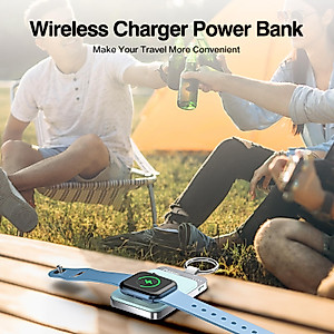 Pddosi Portable Wireless Charger for Apple Watch, 1500mAh Magnetic iWatch Charger Travel, Portable Watch Charger Keychain Power Bank for iWatch Series 9/8/7/6/5/4/3/2/SE/Ultra, Men Women Gift (Green)