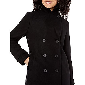 Amazon Essentials Women's Long-Sleeve Plush Peacoat, Black, Small