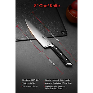 Zennish 8'' Chef Knife, Knife Chef Professional High Carbon German Steel Super Sharp Kitchen Knives With Ergonomic Handle, Premium Gift Box