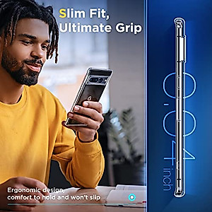 Humixx Crystal Clear Designed for Google Pixel 7 Pro Case [Non-Yellowing] [8 FT Military Drop Protection] Slim Fit Yet Protective Shockproof Bumper with Airbag Case Cover 6.7 Inch- Crystal Clear