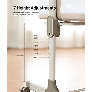 Fodoss Baby Bassinets Bedside Sleeper - All Mesh Bedside Bassinet with Wheels, 7 Height Adjustable Baby Bassinet for Infants, Beige