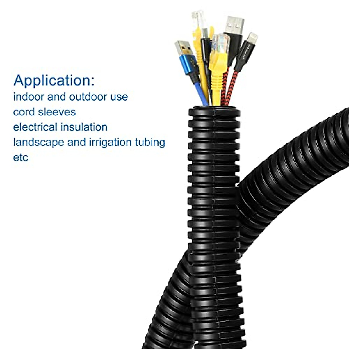 DMiotech 18.5mmx14.5mmx2m Plastic Non-Split Corrugated Tubing Indoor Outdoor Cord Management for Wrap Tidy Office Garden